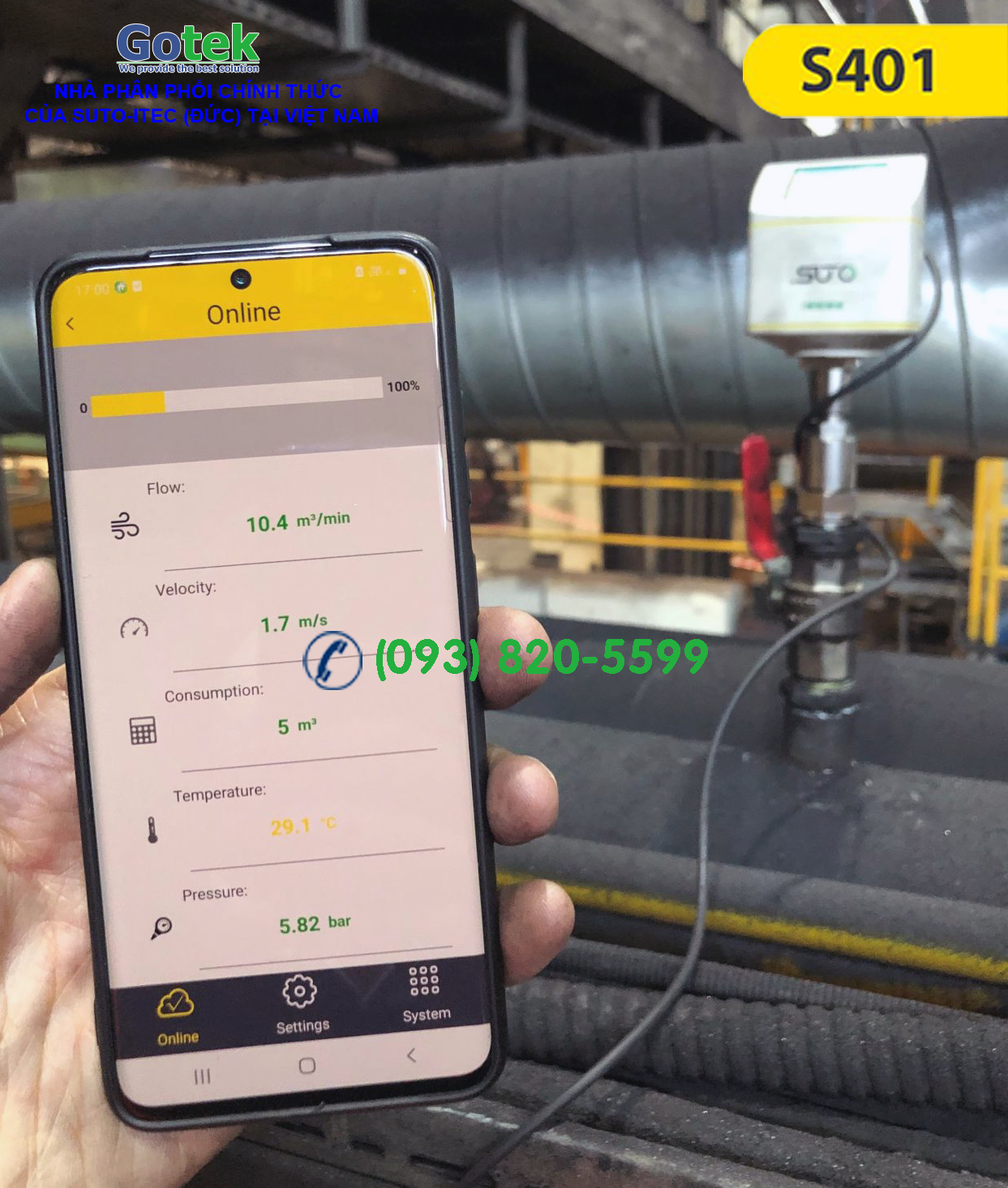 S401-Insertion-Thiết bị đo lưu lượng khí nén - SUTO-iTEC